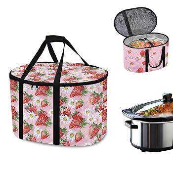 【中古】ZUXONGSY ストロベリースロークッカー ポータブルトートバッグ ピンク ポータブルスロークッカー トラベルバッグ 4、5、6、7、8クォート用、持ち運び簡単 ラウンド断熱キャセロールキャリア ピクニック用【メーカー名】【メーカ...