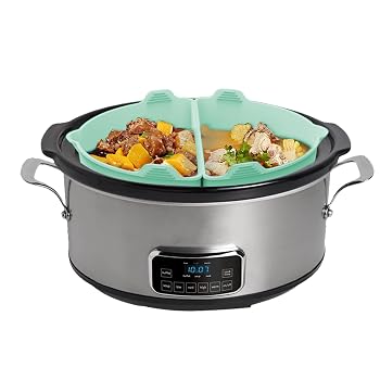 【中古】スロークッカー用ポットディバイダーライナー | 6-8クォート調理器具楕円形、再利用可能なシリコンスロークッカーディバイダーインサート - 野菜スープ、チキンフィッシュ、エビ、ポテトトマト、家族の集まりに。【メーカー名】【メーカー型...