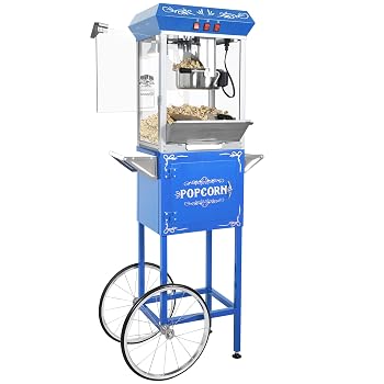 【中古】Jiobbo Foundation Popcorn Machine with Cart - 8oz Popper with Stainless-Steel Kettle, Warming Light, and Accessories...