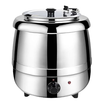 【中古】JoyeeLii 食品用スープ釜ウォーマー 10L 保温スープポット インテリジェント 温度調整と スープジャー スープ保温鍋 ビュッフェ レストランおよび大家族 のため 業務用 (10L スチール製スープポット（大口）)【メーカー...