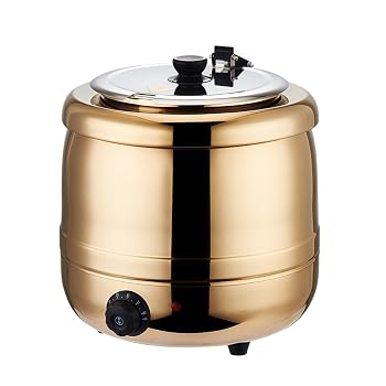 【中古】Bxzzuis 食品用スープ釜ウォーマー、10L/13L、大容量、 業務用、ステンレス鋼、電気式スープウォーマー、温度調整と、レストランおよび大家族のため (304ステンレス鋼製インナータンク,10L チタンゴールド)【メーカー名】...