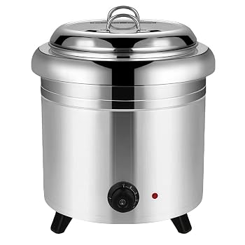 【中古】Vifxucy 食品用スープ釜ウォーマー 電気式10L/13L湯煎器 スープ鍋 ステンレススチール製 お粥、温度制御付き、取り外し可能なインナーライナー、カレー、ビュッフェ、レストラン、キッチン用品、家庭用に適しています。 (10L...