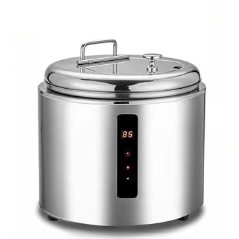 【中古】Emidor 保温機能付きスープ鍋、電気スープ調理器、ステンレス製、10Lの大容量、取り外し可能なデザイン、広口蓋、循環加熱、温度調節機能、スマートタッチコントロール、デジタル表示、家庭用、セルフサービスレストラン、食堂などに適して...