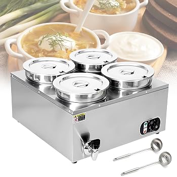 【中古】業務用電気湯煎器 7L 1500W ステンレス製 ウェットウェル スープ ソース ヒーター ビュッフェ フード ウォーマー スチーム 2/3/4 パン 蓋付き、30〜85℃ 温度制御 ケータリングおよびレストラン向け【メーカー名】【...