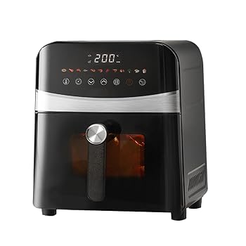 【中古】6L 大容量エアフライヤー、内側と外側の金属ボックス、12 種類のプリセット メニュー、ノンスティック食器洗い機対応バスケット、カラフルなスマート メニュー、ブラック。(ブラック 6L クラシック モデル) Stabilize【メー...