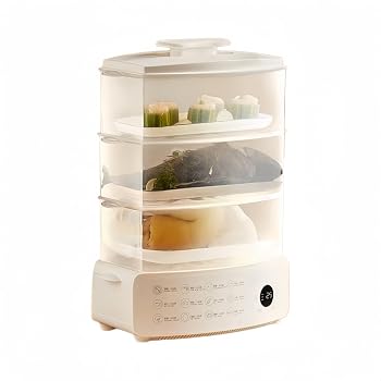 【中古】LPYROSE 電気蒸し器 3段 12L 大容量 スチームクッカー 電気せいろ 卓上蒸し器 24時間タイマー付き 自動電源オフ 防乾燥保護 ゆで卵メーカー エッグスチーマー ゆで卵器 ホワイト 蒸し料理 多機能 スチーマー 料理 電...