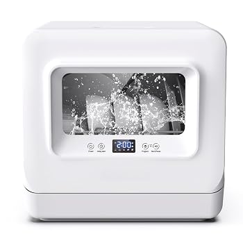 【中古】VGVGデスクトップ食器洗い機 ビジュアルウィンドウとマルチプログラム設定、省スペース、操作が簡単、ほとんどの家庭に適しています、全自動家庭用 設置不要 スマート乾燥デスクトップ食器洗い機 自宅 (ホワイト)【メーカー名】【メーカー...