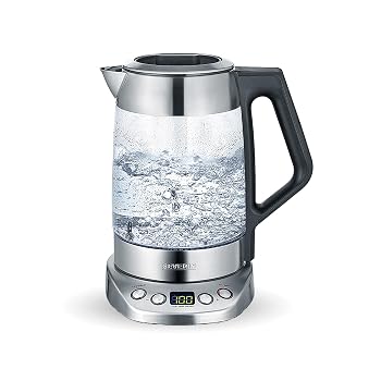 【中古】SEVERIN Glas-Tee-/Wasserkocher Deluxe、Mit Temperaturregler (1.7 L ワッサー/1,5 L ティー、約 3.000 W、WK 3479) edelstahl/schwar...