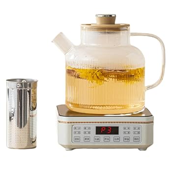 【中古】Vifxucy 電気ケトル ガラスケトル 電圧110V ハイパワー タイマー 多機能健康ケトル 急速沸騰 タッチパネル 簡単操作 インテリジェント保温 防水/お手入れ簡単 家庭やオフィスに最適 (ホワイト + 1.5L)【メーカー名...