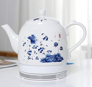 【中古】セラミック電気ケトルコードレスウォーターティージャグ、ティージャグ-レトロ1.5Lジャグ、紅茶、コーヒー、スープ、オートミール用1000ワットの速水-取り外し可能なベース、自主電源オフ、沸騰乾燥保護-ホワイト、A interesti...