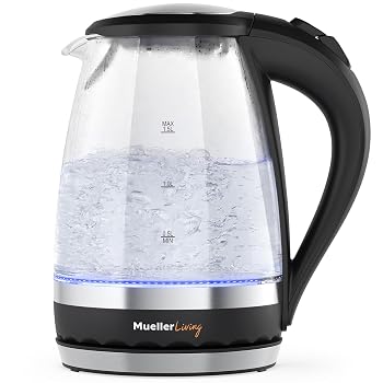 【中古】MuellerLiving Glass Kettle 1.5L 1500W LED Light Electric Tea Kettle Automatic Shut-Off with SpeedBoil Tech and Boil-...