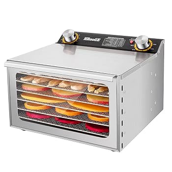 【中古】HRouGE 6層 ステンレス鋼 食品乾燥機 400W高効率 熱風循環 30〜90℃ 0〜12時間自由調節 インテリジェント温度管理 熱風サイクル 野菜乾燥機 電気食品脱水機 果物/花茶/肉類/ペットフード/野菜乾燥 家庭用 業務用...