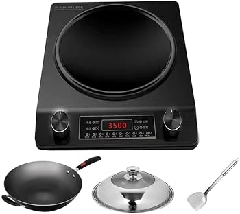 【中古】VVXA 電磁調理器 3500W・凹面タイプ。卓上IHクッキングヒーター 10段階火力調整。中華鍋を使う家庭料理や飲食店の卓上調理に。 (ブラック,中華鍋とヘラが付属)【メーカー名】【メーカー型番】【ブランド名】VVXA 卓上IHク...