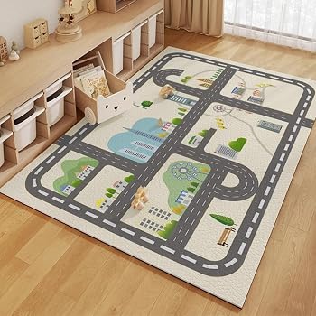 【中古】遊びマット 子供ゲームパッド 数字柄 道路交通 プレイマット カーペット 防音 防汚 PU革 PVC 防水 防汚 拭ける 大判 床暖房対応 ベビーや子供の部屋 早期教育 寝室 保育園 幼稚園 床暖房対応 160*230CM【メーカー...