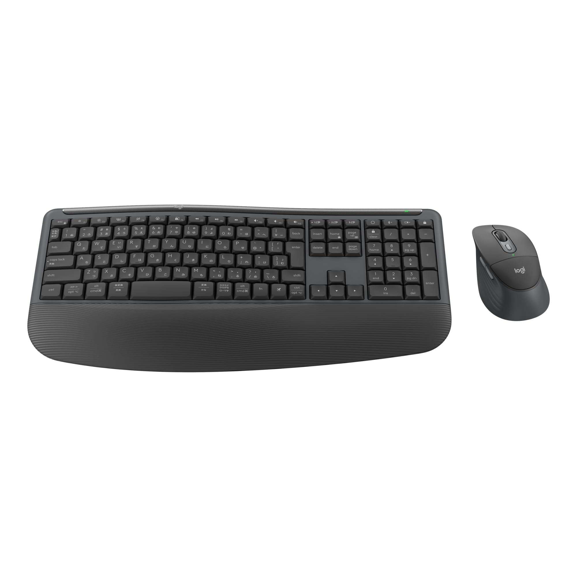 【中古】ロジクール ワイヤレスキーボード と ワイヤレスマウス のセット 静音 Signature Comfort Plus Combo MK880GR 日本語配列 テンキー パームレスト Bluetooth Logi bolt 乾電池 W...