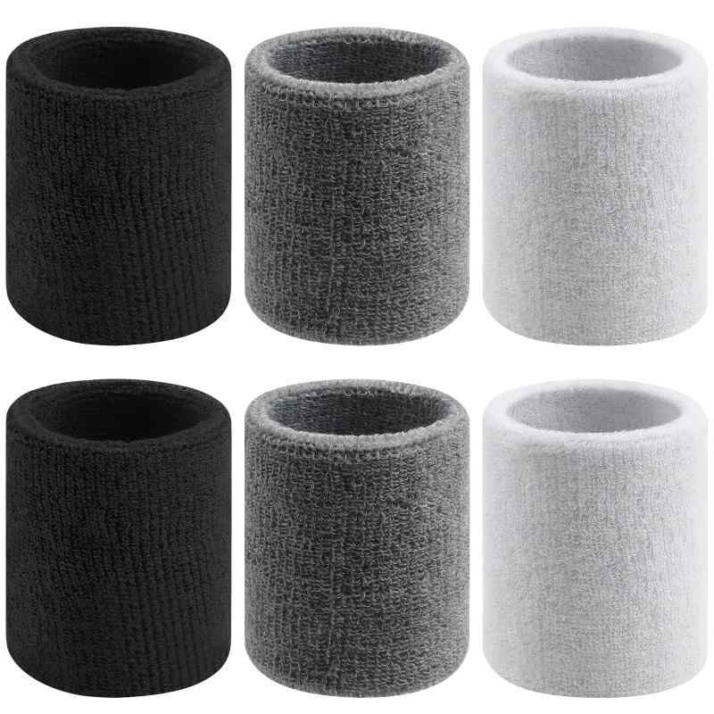 リストバンド スポーツ用 通気性 伸縮性 吸汗 手首保護 野球 テニス アクセサリー 男女兼用素材:タオル生地。サイズ：約80×80×7mm ご注意：手計測によりサイズは1-10mm誤差あります。ブラック、ライトグレー、ホワイトの3色、気分...