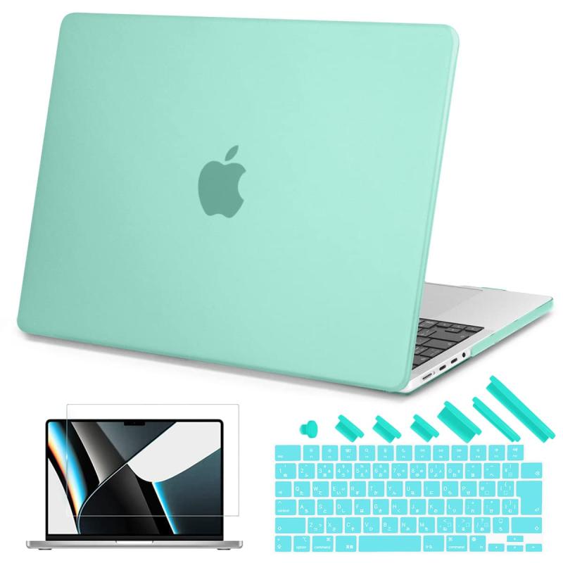 Teryeefi MacBook Pro 14 ケースA2442 M1 Pro/M1 Max 対応, スリム 軽量 耐衝擊 保護カバー＆JIS日本語 キーボードカバー＆液晶保護フィルム &amp; ダストプラグ 2021 MacBook P...