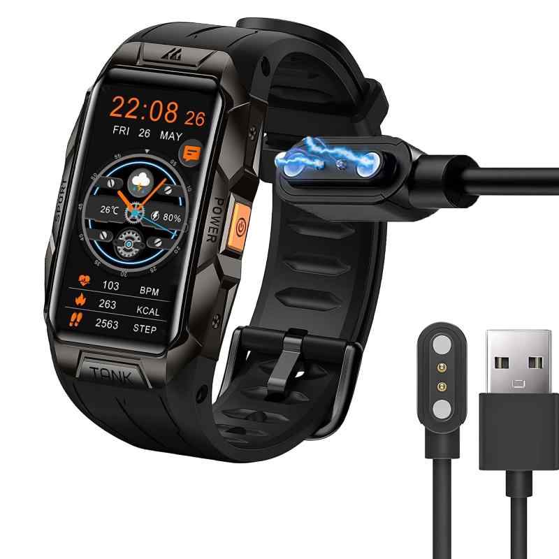 Lamshaw for AMAZTIM Tank X1 スマートウォッチ ケーブル, USB 磁気充電ケーブル 磁気吸着 1メートル 対応 AMAZTIM Tank X1 Smart Watch/KOSPET Tank X1 1.3インチ ...