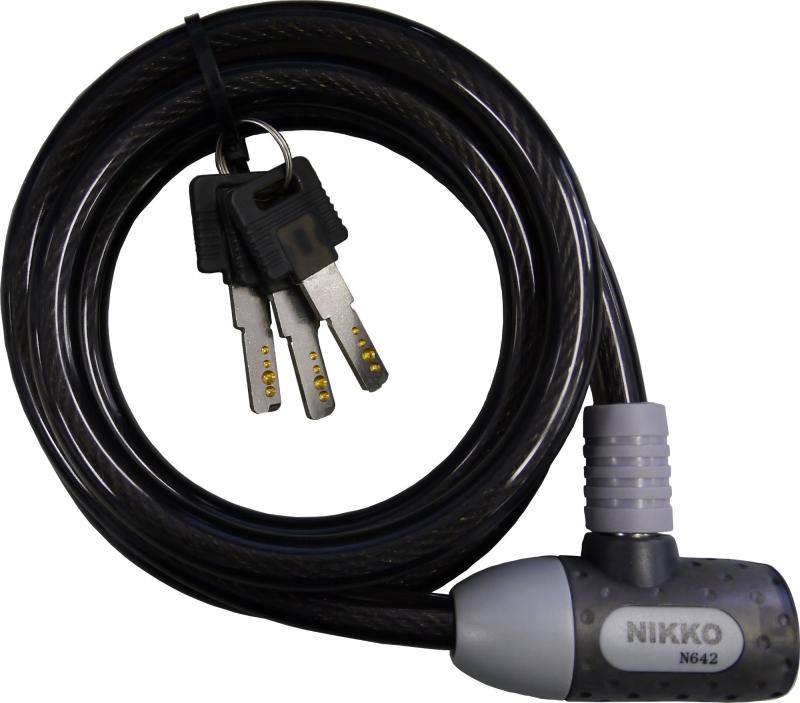 ニッコー(NIKKO) 自転車鍵 ワイヤー錠 N642W-1500 ブラックタイプ:ワイヤー錠 B-B LOCK付属:ディンプルキー3本付きサイズ:φ12×1500mm