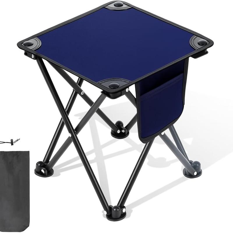 Sunfra アウトドアチェア コンパクト 耐荷重150kg イス ミニ椅子 お出かけ便利 組み立て不要 1秒で簡単に開く 軽量 持ち運び便利 収納バッグ付き カーボンスチール ショルダー＆ポケット ブル【驚きの軽さ重さわずか510g】脚部...