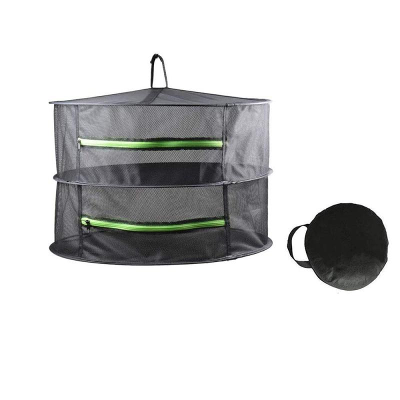 ドライ フルーツ ネット かご 4段 折りたたみ式 食材 乾燥用 多機能 網 干し 魚干し網 物干しネット (60X50cm, ブラック)