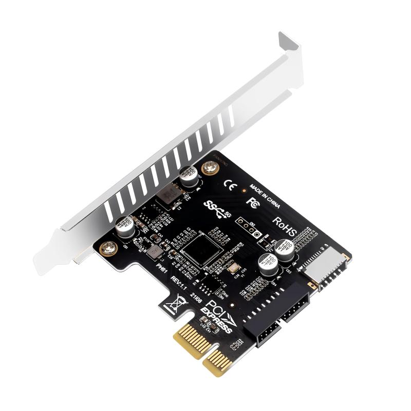 【スモールラボ】PCIE ×1 増設カード USB3.0 USB19pin USB20pin Type-E→C【特徴】PCIEスロットでUSB3.0 19ppinとType-E端子を追加できますマザーボードの端子が足りないときに有効です【機...
