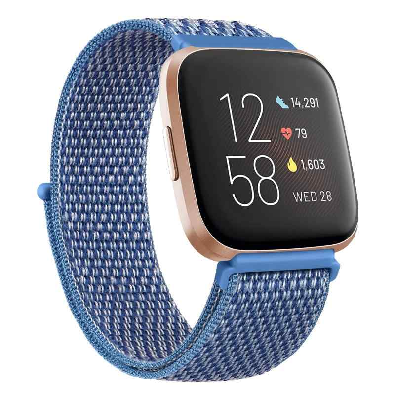 [Vanua] for Fitbit Versa2 バンド/Fitbit Versa/Versa Lite/Versa SE バンド ナイロン 交換ベルト 柔らかい ナイロンバンド スポーツバンド 調節可能 (ケープブルー)
