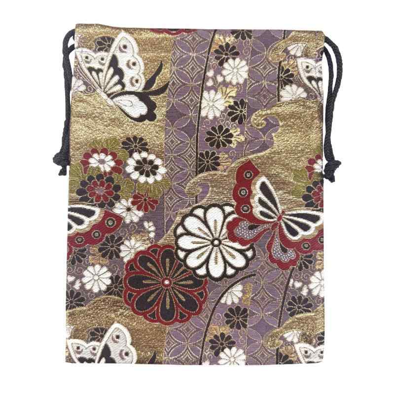 [マシュール] 御朱印帳袋 朱印帳入れ 19×26cm 巾着袋 日本製 金襴 京都 西陣織 和柄【蝶 薄紫】マシュールが厳選した豪華で高級な西陣織金襴を使用した巾着。御朱印帳や着付け小物・貴重品の保管に。【サイズ】約26cm×横19cm 【...
