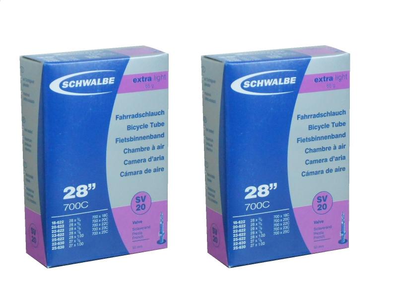 2本セット SCHWALBE(シュワルベ) 700×18/25​C用軽量チューブ 仏式 50mm ミディアムロングバルブ 20SV-ML 65g [並行輸入品]2本（2個セット）重量:65g（メーカー重量） 対応サイズ:700×18/25c...