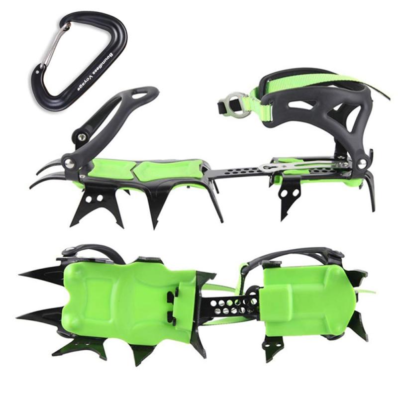 BRS 14本爪 アイゼン ベルトに簡単装着 登山靴 トレッキングシューズ アウトドア 釣り 旅行用品 雪山 降雪 積雪 一般縦走用 アウトドアギア (短いアイゼン、BRS-S1B)【Military-Grade Durability】Fo...
