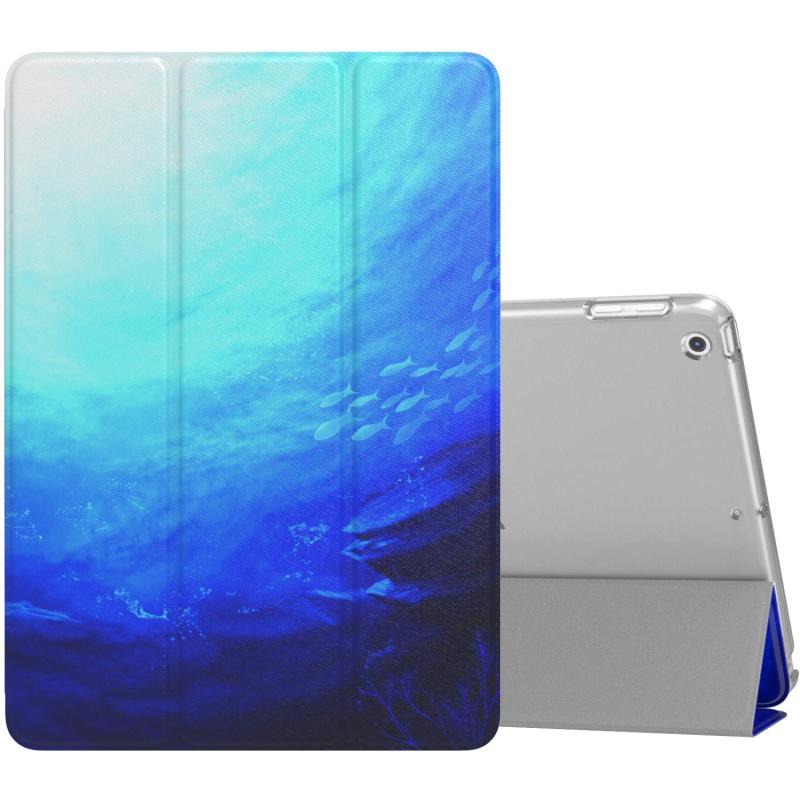 iPad 9.7 ケース 2018/2017 MoKo iPad 9.7型 第6/5世代用 保護カバー スタンドケース オートスリープ対応 高級PUレザーPC製 裏地マイクロファイバー 軽量 薄型 傷つき/汚れ防止 スマートケース 半透明