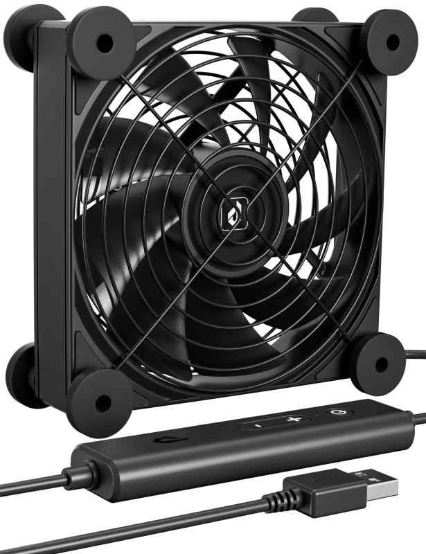 upHere 12cm USB冷却ファン 静音設計 強力送風 4段階風量調節 5V USB電源 薄型 多用途冷却 (PS4/ルーター/PC/車中泊対応)upHere USB空冷ファン12cm