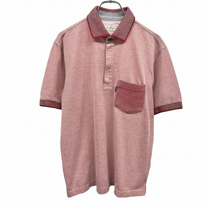 【中古】ゴールデンベア Golden Bear ポロシャツ 鹿の子 ハーフジップ 半袖 胸ポケット ショートスリーブ 綿×ポリ M ヘザーレッド 杢赤×紺 メンズ 商品データ ブランド Golden Bear （ ゴールデンベア ） 商品タ...