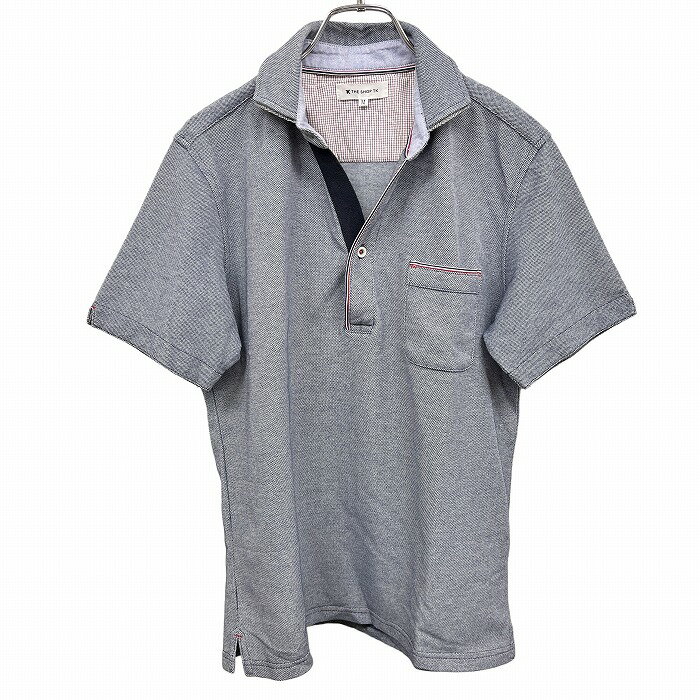 【中古】ザ・ショップ ティーケー THE SHOP TK ポロシャツ オープンカラー スキッパー 鹿の子 半袖 ポリ×綿 M ヘザーネイビー 杢紺×赤×白 メンズ 商品データ ブランド THE SHOP TK （ ザ・ショップ ティーケー ...