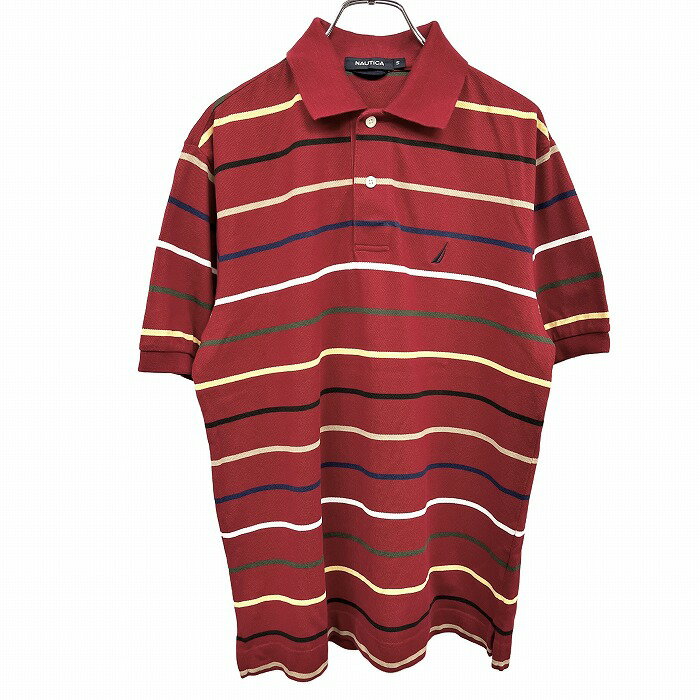 【中古】ノーティカ NAUTICA ポロシャツ 鹿の子 ボーダー 半袖 ポケット無し 裾スリット 綿100% コットン100% S レッド 赤×紺×緑×黄×白 メンズ 商品データ ブランド NAUTICA （ ノーティカ ） 商品タイトル ...