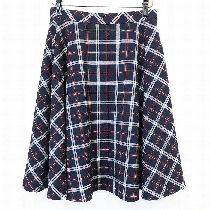 【中古】La scene privee ラセーヌプリヴェ 61-89 レディース サーキュ—ラー フレア スカート ボトムス 裏地付き チェック ひざ丈 ネイビー 紺 商品データ ブランド La scene privee （ ラセーヌプリヴ...