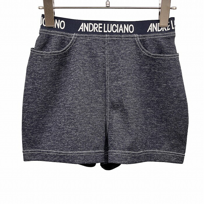 アンドレルチアーノ 【新品】ANDRE LUCIANO ショートパンツ ショーツ ウエストゴム ロゴプリント 日本製 ポリ100% M 杢ネイビー レディース 商品データ ブランド 【新品】ANDRE LUCIANO （ アンドレルチアーノ...