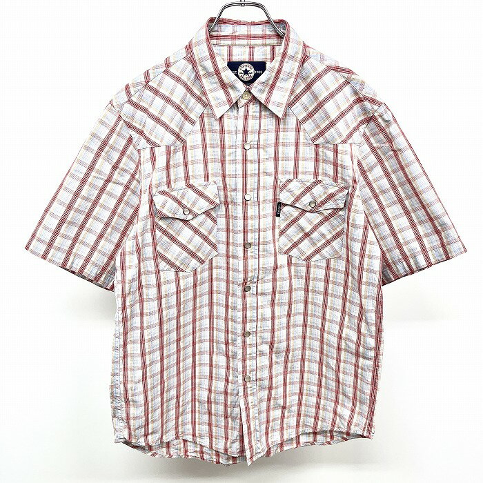 【中古】コンバース CONVERSE ウエスタンシャツ 半袖 チェック ドットボタン 両胸ポケット 綿100% M マルチカラー 赤×青×茶系×白 メンズ 商品データ ブランド CONVERSE （ コンバース ） 商品タイトル コンバース...