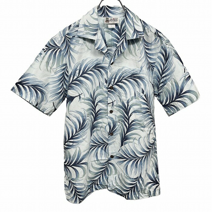 【中古】アロハリパブリック ALOHA REPUBLIC オープンカラーシャツ アロハ柄 リーフ柄 半袖 ハワイ製 USA製 綿100% S ブルー 青×緑 メンズ 商品データ ブランド ALOHA REPUBLIC （ アロハリパブリック...