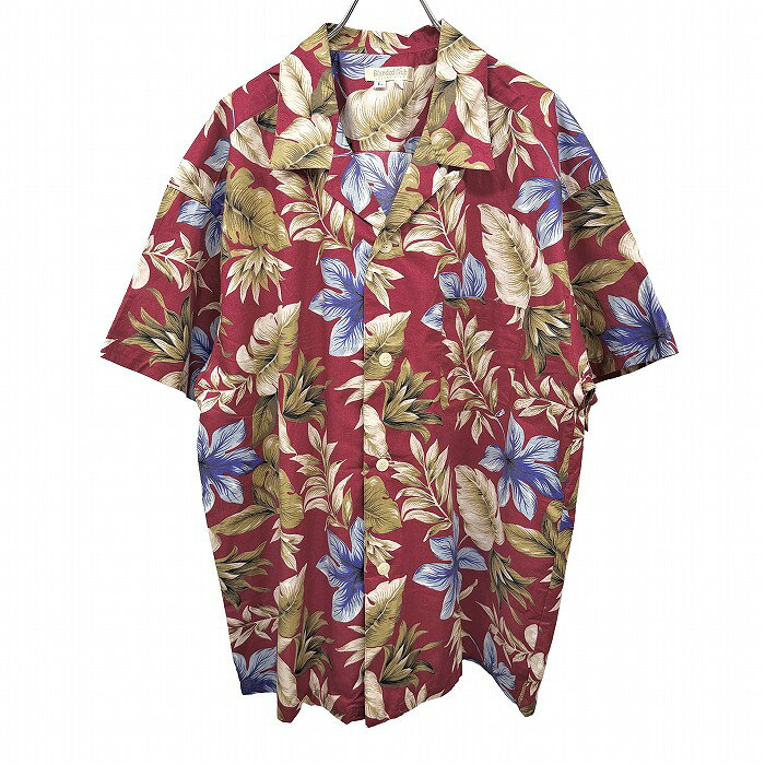 【中古】Blanded Club オープンカラーシャツ 開襟 アロハ柄 花柄 半袖 寝ポケット 綿100% L ワインレッド系 赤系×紺×緑系×ベージュ メンズ 商品データ ブランド Blanded Club （ - ） 商品タイトル Bl...