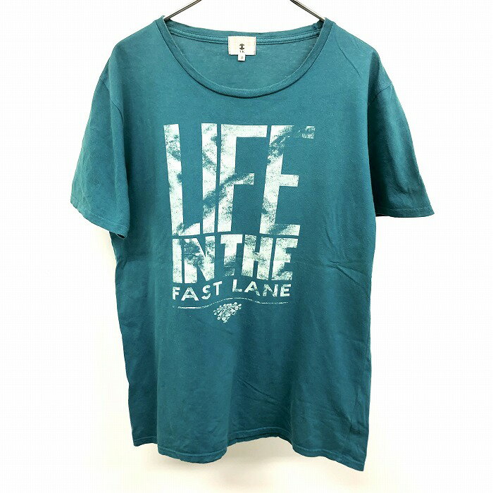 【中古】TK ティーケー 2 メンズ 男性 Tシャツ カットソー 英字プリント 『LIFE IN THE FAST LANE』 丸首 半袖 綿100% コットン グリーン系 青緑系 商品データ ブランド TK （ ティーケー ） 商品タイト...