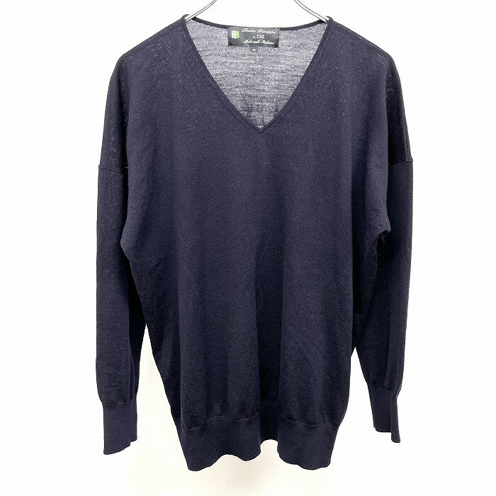 【中古】botto giuseppe by 23区 - 44(B88-92/T160-164) レディース 薄手 プルオーバーニット セーター 無地 Vネック 長袖 ウール100% ネイビー 紺 商品データ ブランド botto giuse...