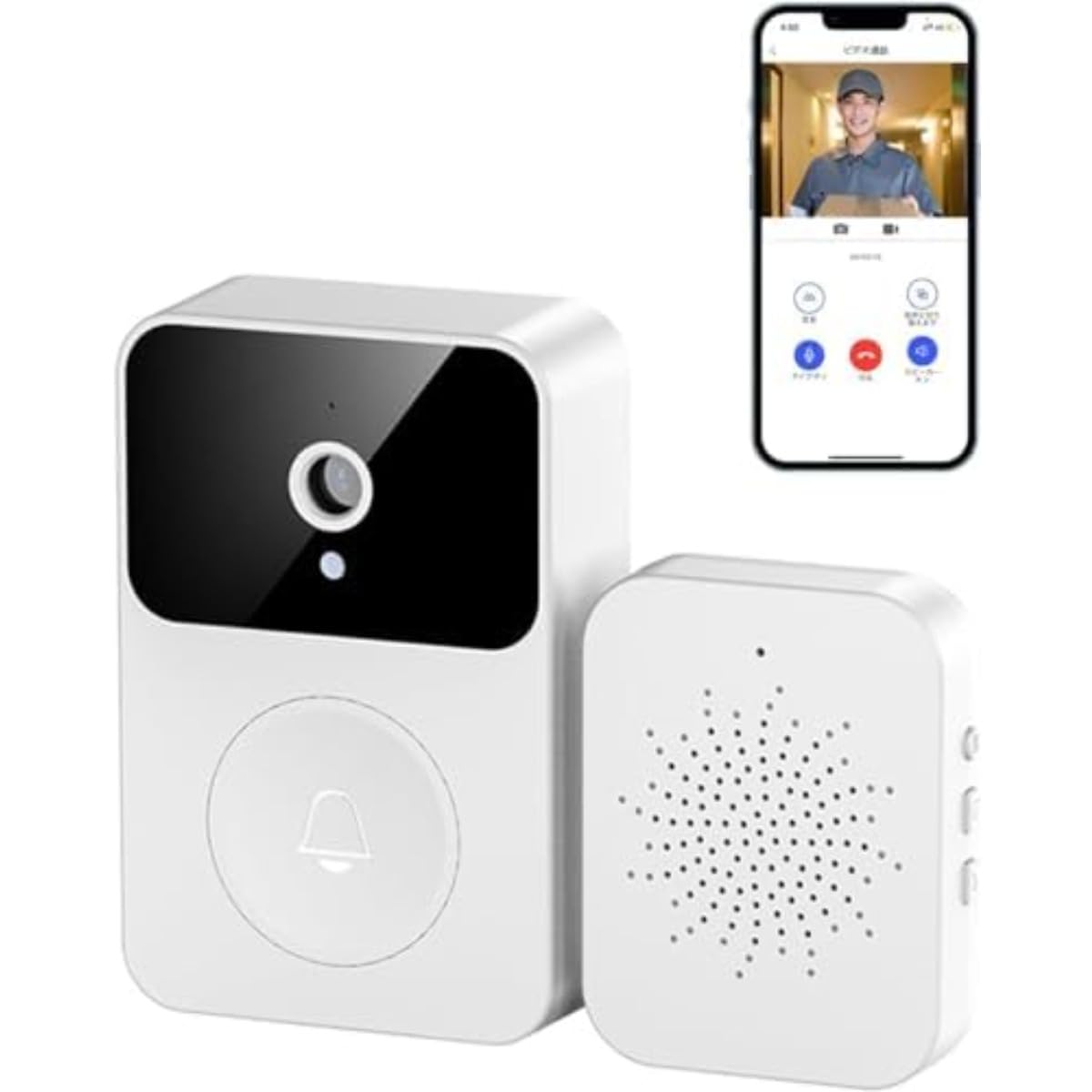 · 【WiFi による双方向対話機能】 このドアベルはワイヤレスで WIFI 経由で接続し、ドアベルと携帯電話間の双方向インターホンを実現します。専用アプリにインターホンを接続すると、誰かが呼出ボタンを押すと、スマホに自動的にプッシュ通知が...