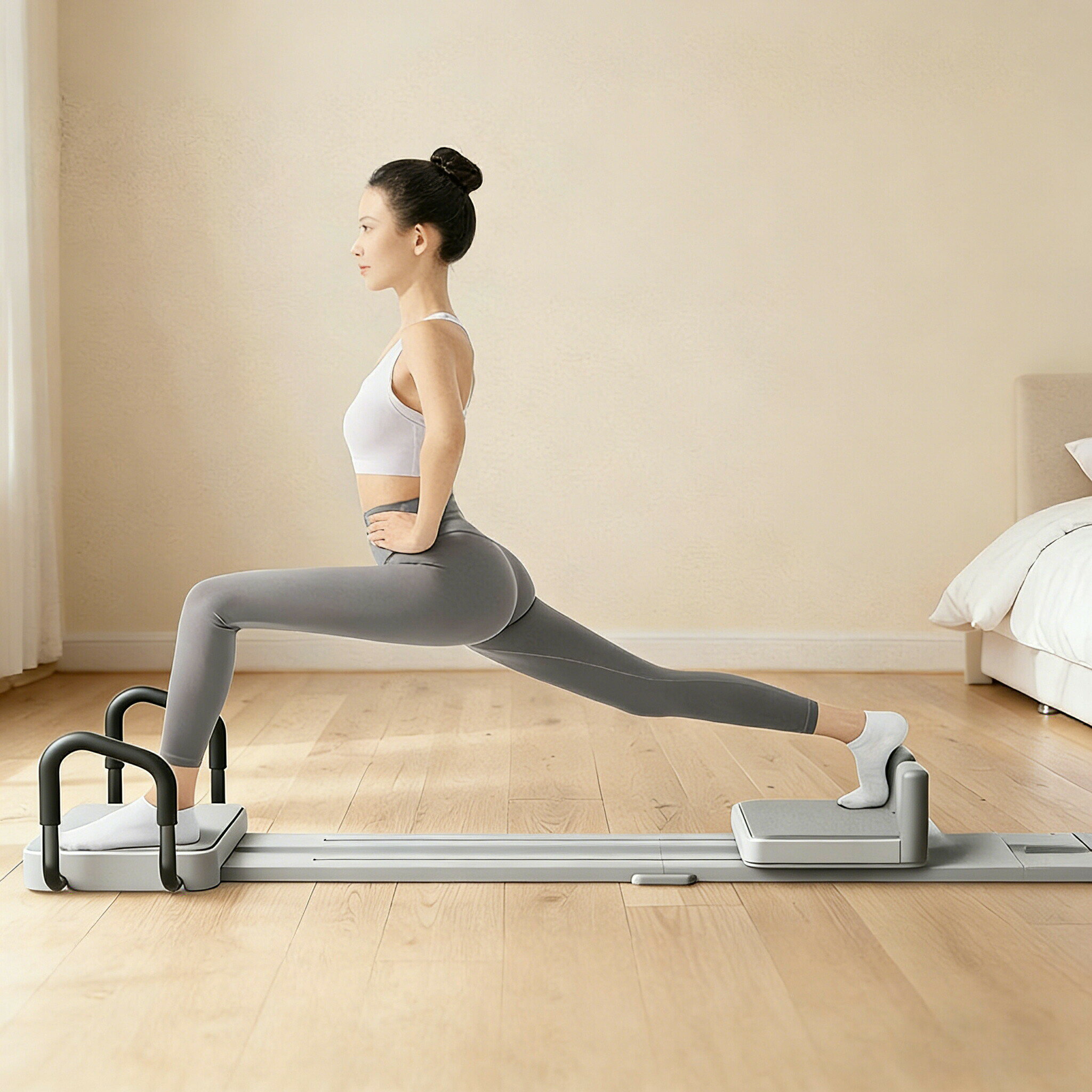 腹筋ローラー ピラティスボード ピラティスマシン 取り外し可能 静音スライド ハンドル付き腹筋 内転筋 骨盤底筋 トレーニング ダイエット 筋トレ 器具 グッズ マシーン アブローラー マシンピラティス 多機能トレーニングボード 耐荷重11...