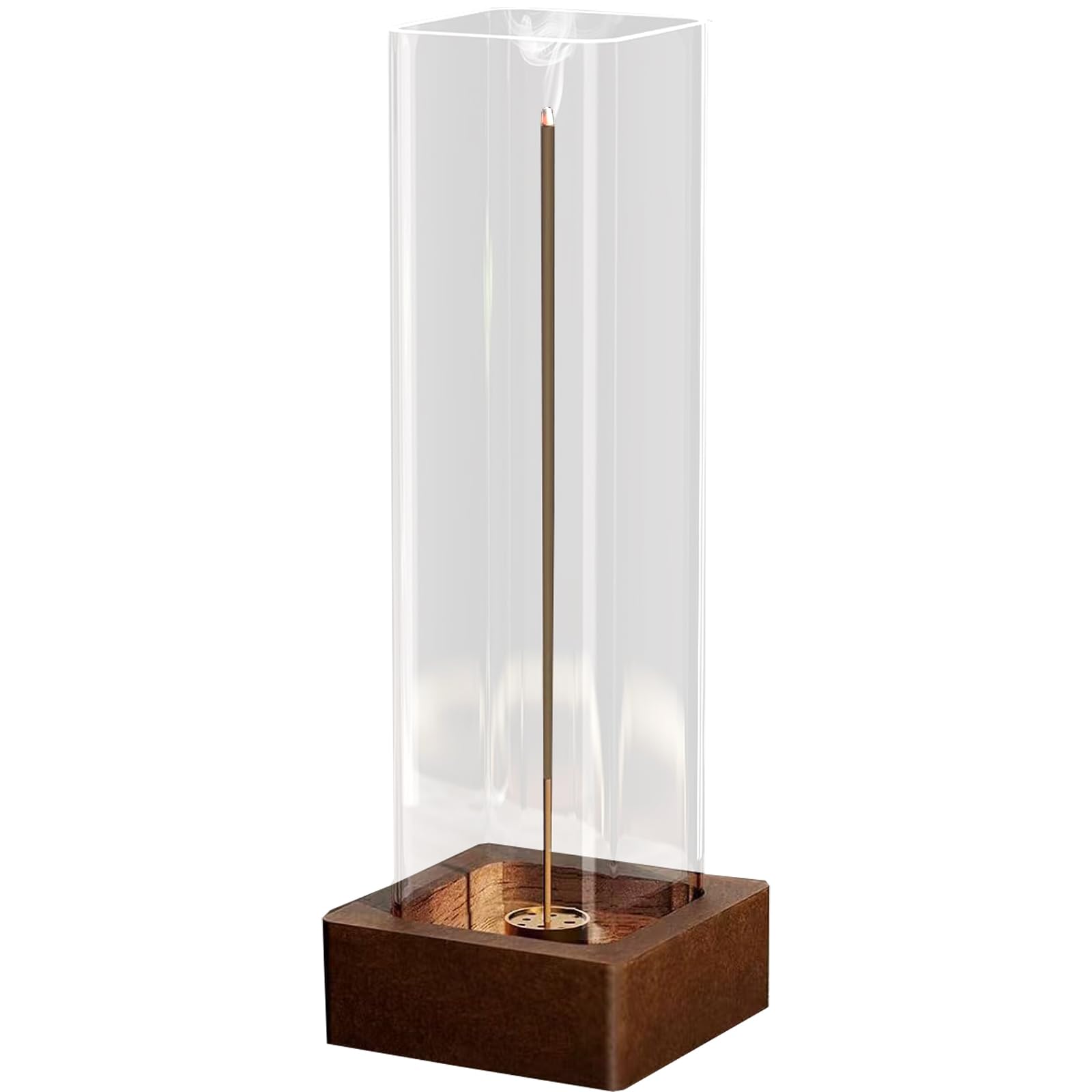 【仕様】：お香立て1個入り、サイズは21×8×8 cm。【製品マテリアル】：この線香立ては良質な木材、真鍮、耐熱ガラスで作られ、全体のデザインは簡潔で精緻で、美しく上品である。【防飛灰設計】：この線香立ては直挿式設計を採用し、線香が燃焼する...