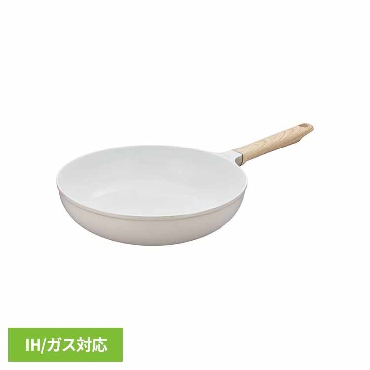 ◆高耐久性セラプロテクトコート採用◆留め具がないから洗いやすい◆ダイキャスト製法でIH対応でも軽量◆優しい色味の木目調ハンドル◆内面が白くて、食材の色等を確認しやすい◆深型設計◆IH/ガス火対応●商品サイズ（cm）幅約48.5×奥行約28....