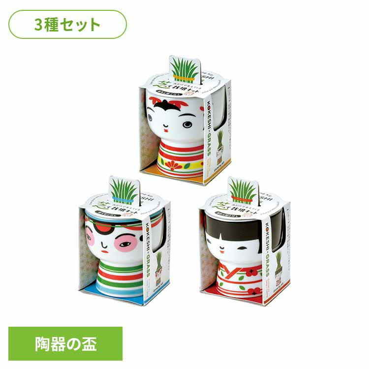 伝統こけしをモチーフにデザインされた陶器の盃で芝を育てます。こけしは子どもの健やかな成長を見守る縁起物として愛されてきました。芝の種があらかじめセットされており、水をあげるだけで簡単に栽培スタート。育った芝を結んだりカットしたりと、自由なヘ...