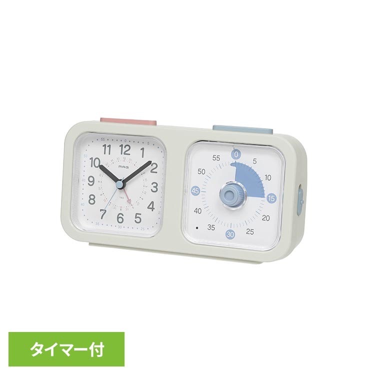 「時刻」と「時間」を一緒に育むタイマー付き知育時計。お子様が自分で読める取扱説明書付き。●商品サイズ（cm）幅約20.4×奥行約5.2×高さ約10.3●商品重量約290g●商品仕様連続秒針、電子音アラーム、ライト、スヌーズ、タイマーカウント...
