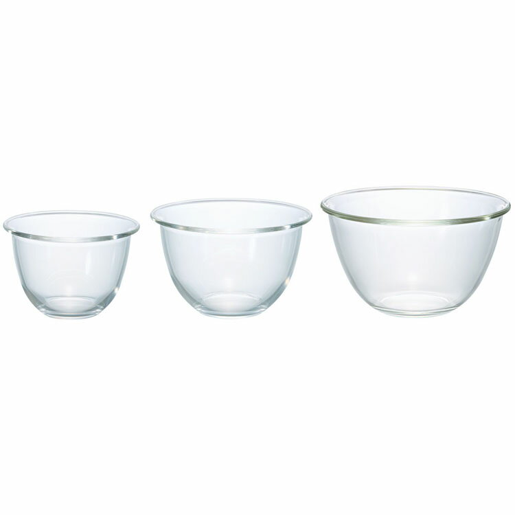 耐熱性のガラスボウル3個セット。使い勝手の良い、満水容量　900ml・1500ml・2200mlの3サイズ。電子レンジやオーブンも使用OKなので、お料理の下ごしらえに大活躍。食洗機も使用OKなので、お手入れもラクチンです。●商品サイズ（cm...