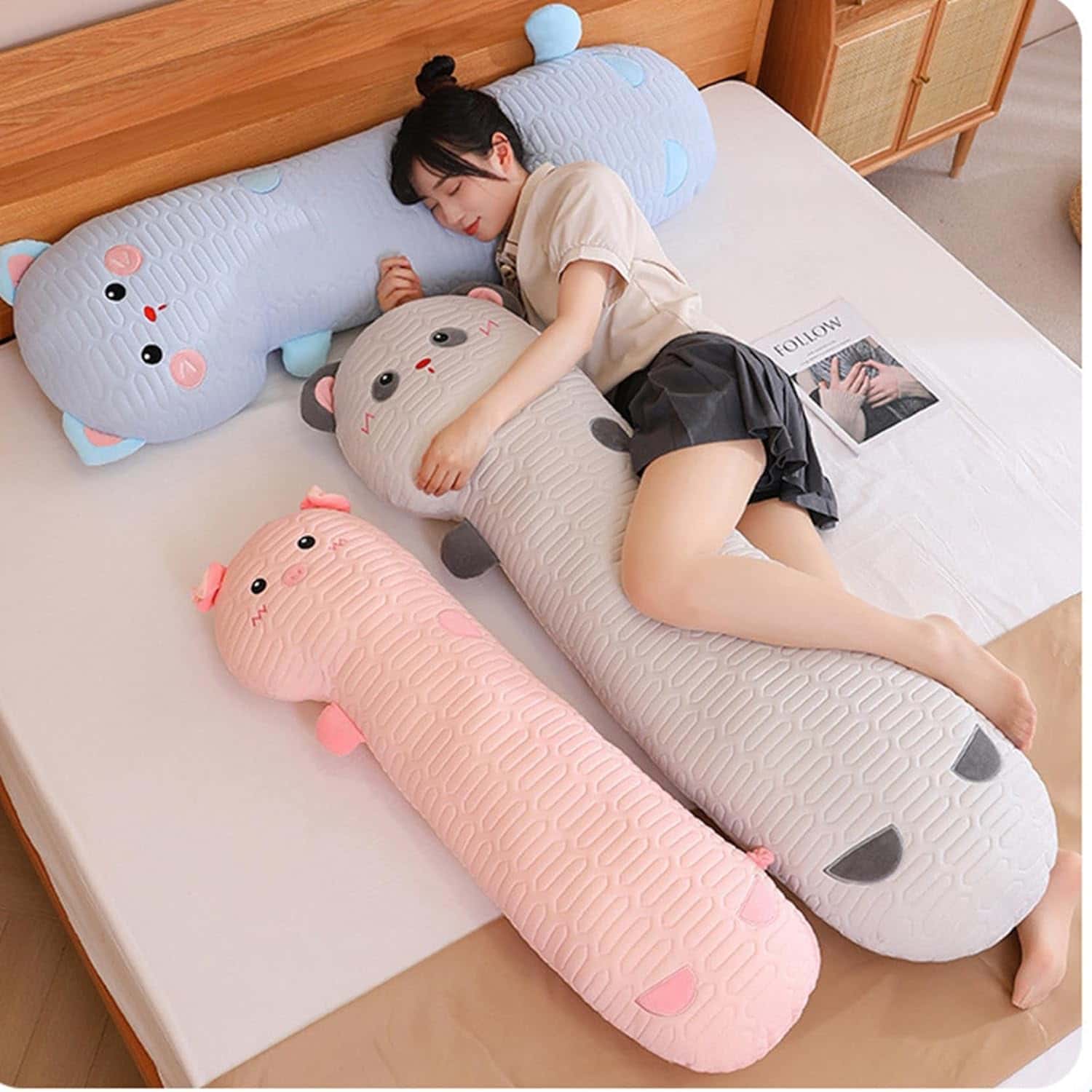 - カラーパンダ 猫 豚 - サイズ: 80cm, 100cm, 130cm - 可愛い猫デザインのロングタイプ抱き枕。もちもちふわふわで癒される。抱きついたり肘置きにしてもOK。頑張らない時間を提供。- 接触冷感素材使用。吸湿速乾通気性が...